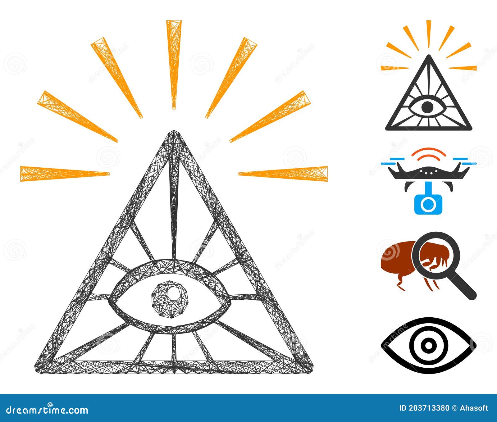 Net Total Control Eye Pyramid Vector Mesh Stock Illustration ...