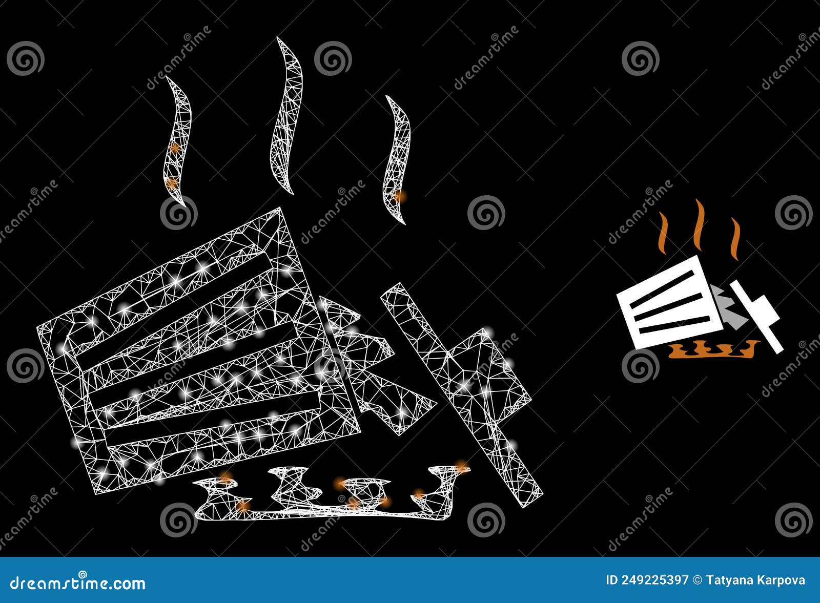 Hatched Trash Heap Mesh Icon with Constellation Light Spots Stock ...
