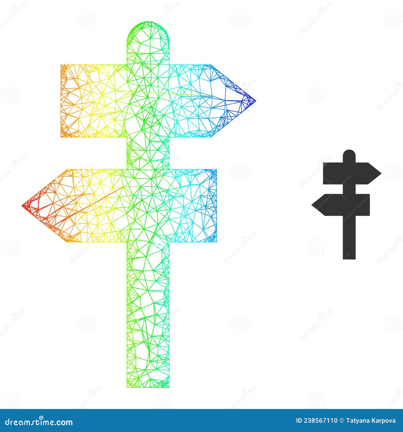 Net Way Pointer Mesh Icon with Spectral Gradient Stock Vector ...