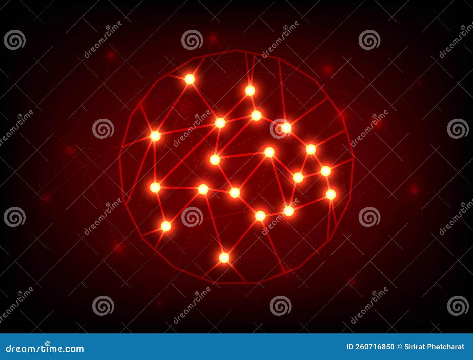 Net_Wireframe_Circle_Red_Light_Neon_Background Stock Illustration ...