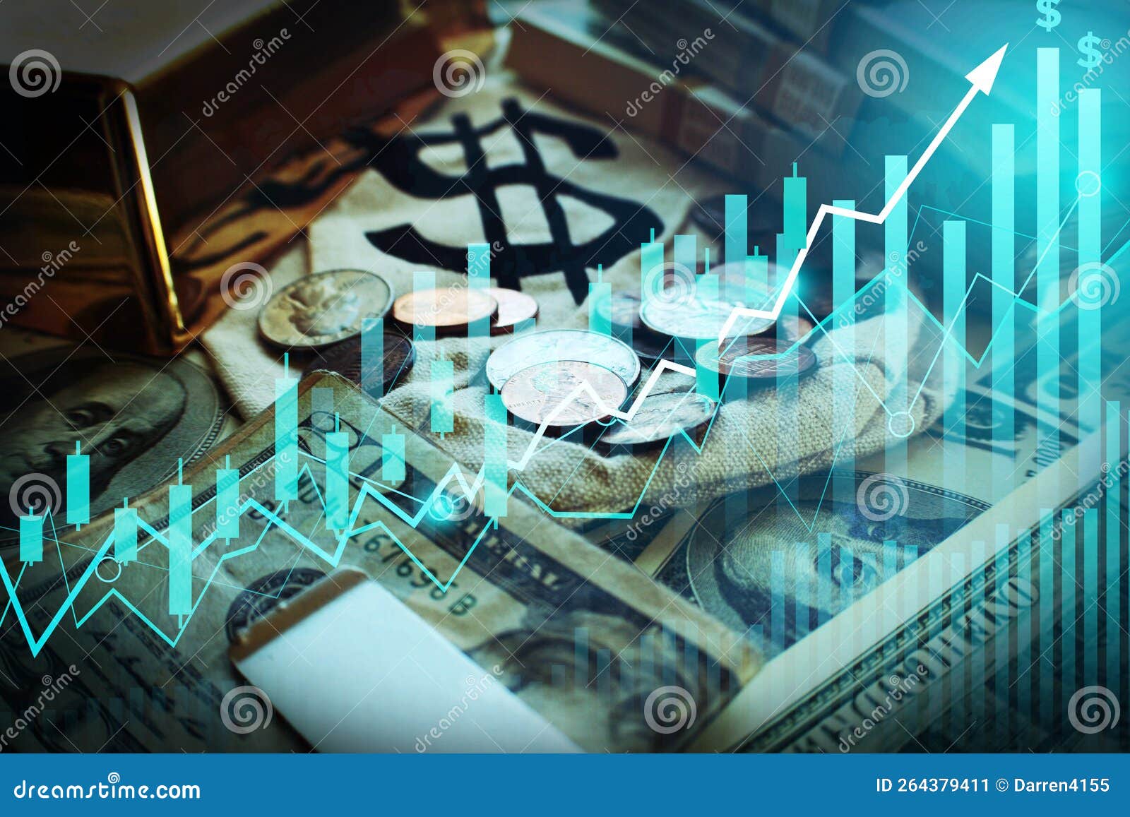 Net Worth Growing from Bull Market Stock Image - Image of income ...