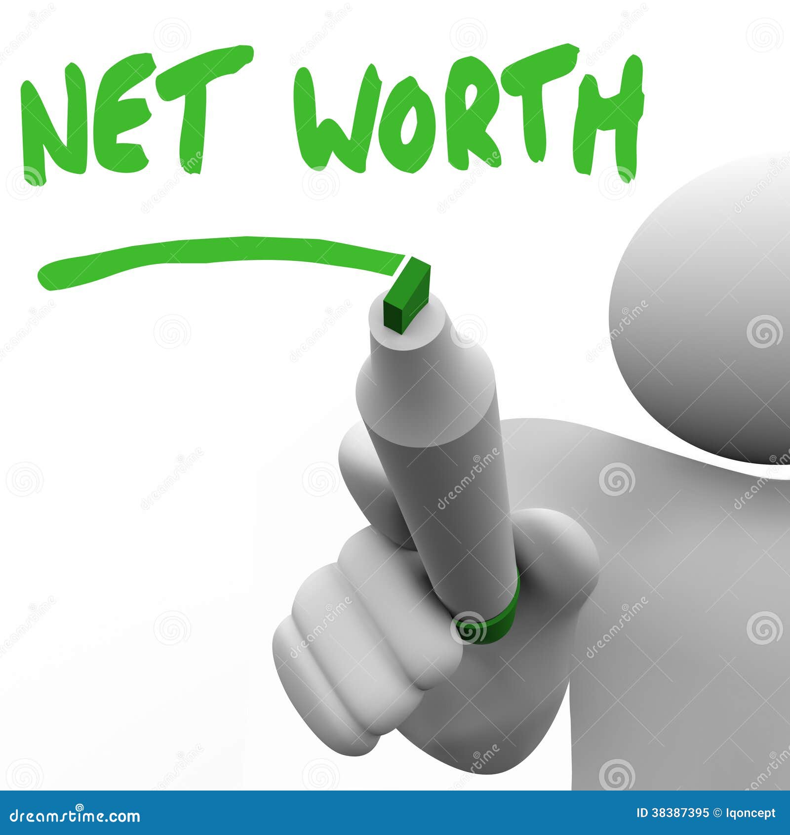 Net Worth Man Writing Words Figure Your Asset Total Value Stock ...