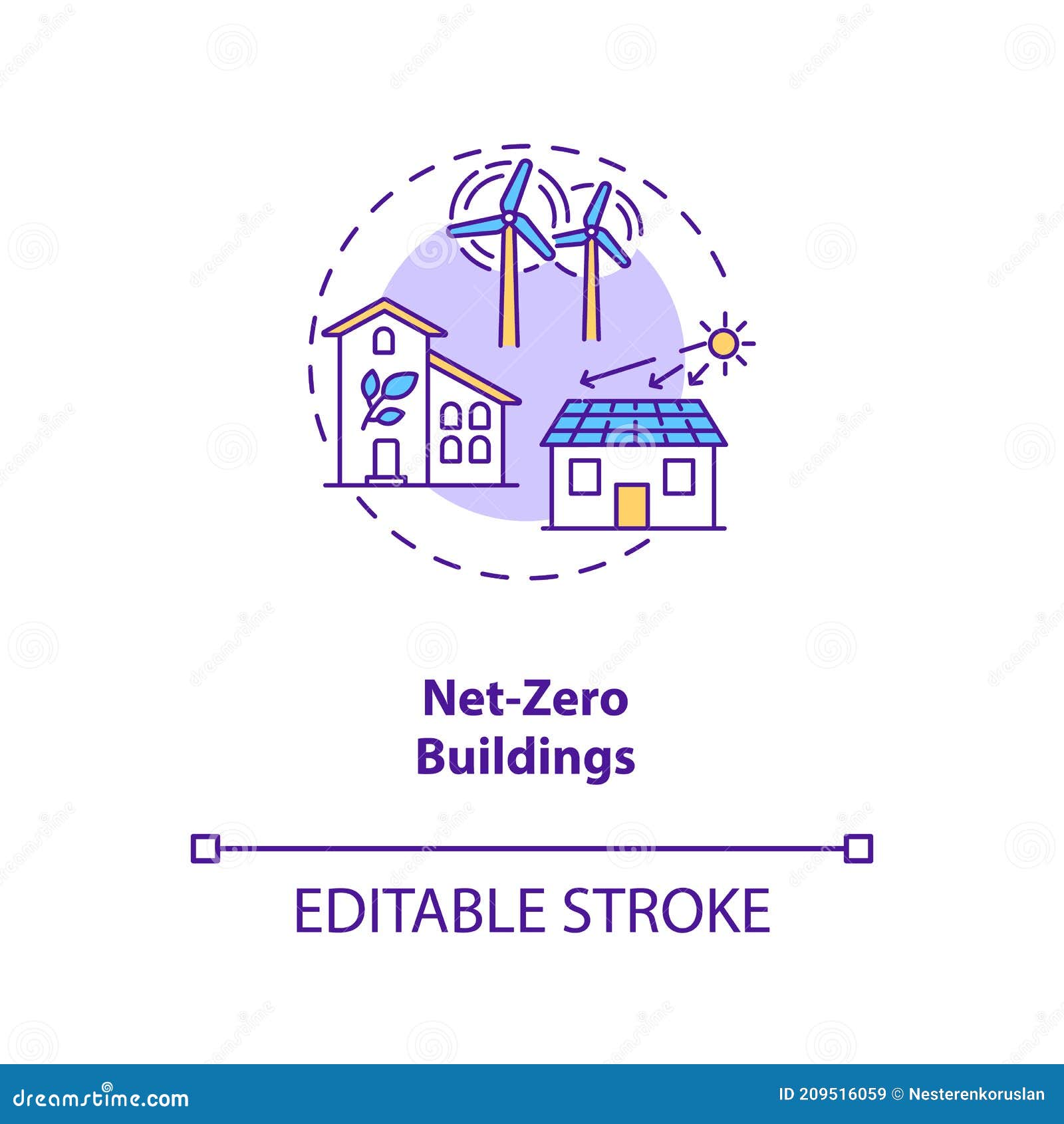 Net-zero Buildings Concept Icon Stock Vector - Illustration of ...
