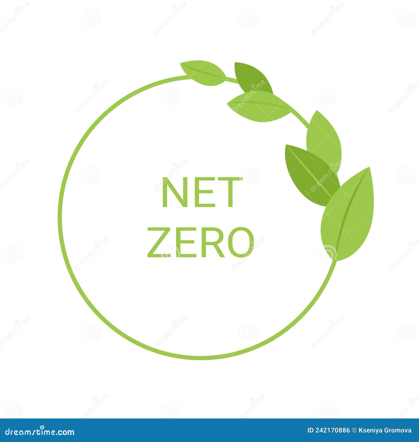 Net Zero. Carbon Neutral Round Label with Leaves. Vector Isolated ...