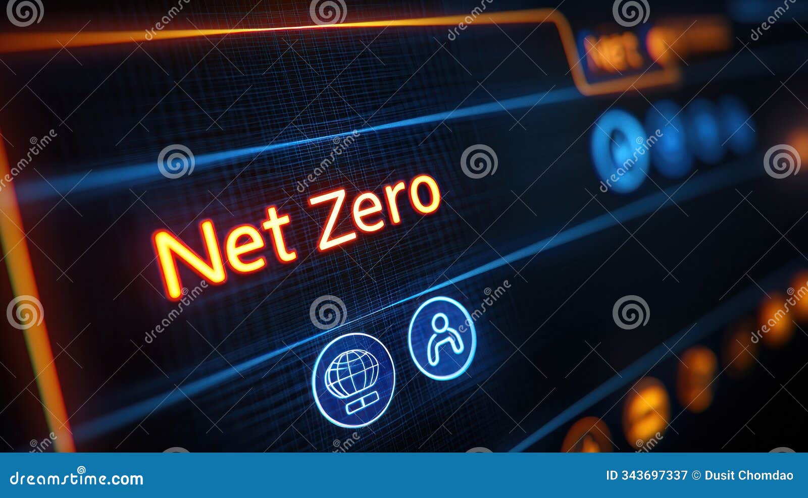 Net Zero Concept Displayed on Digital Interface with Icons Stock Image ...