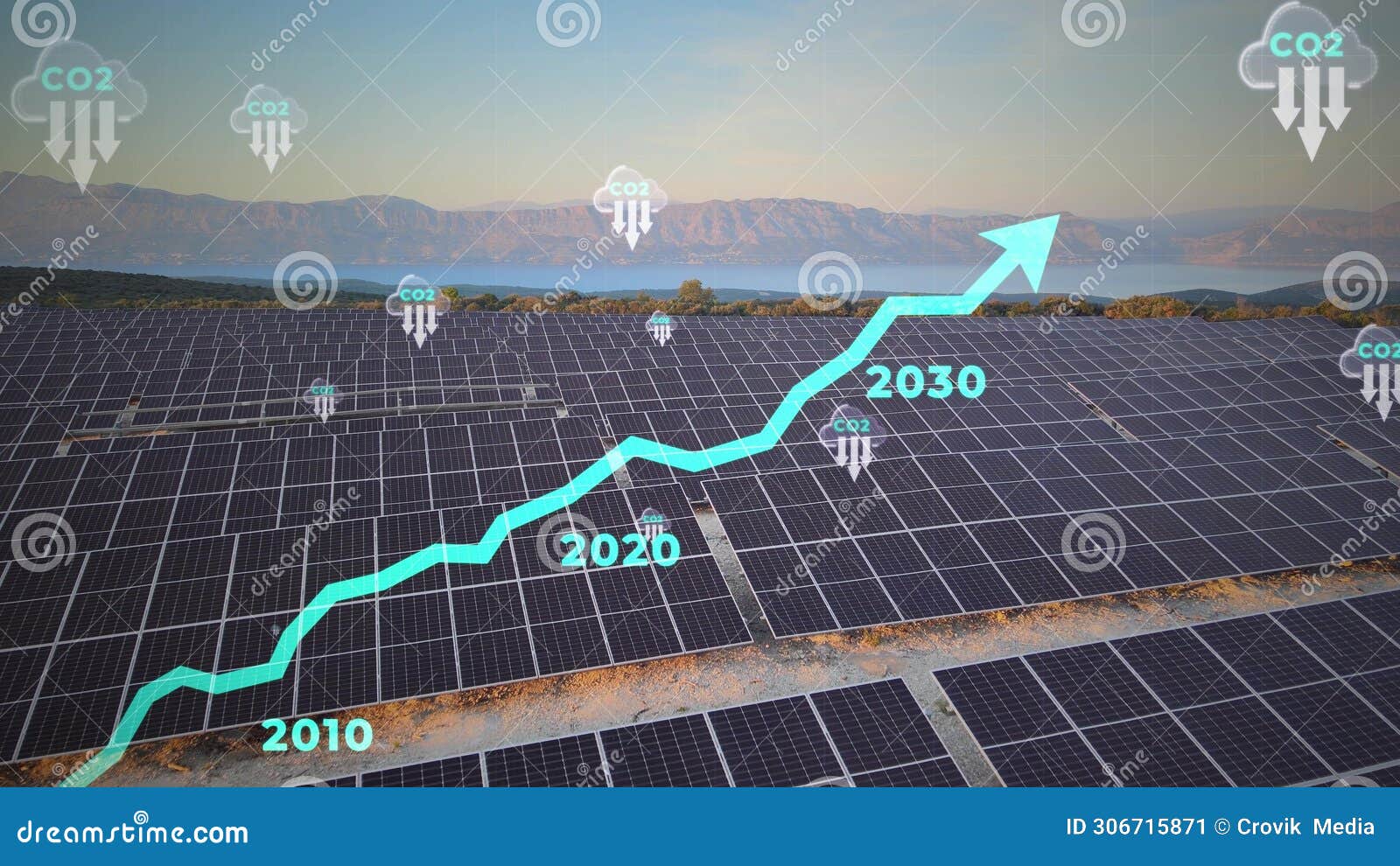Net Zero Emission Graph Reducing CO2 Emission until 2050 Stock ...