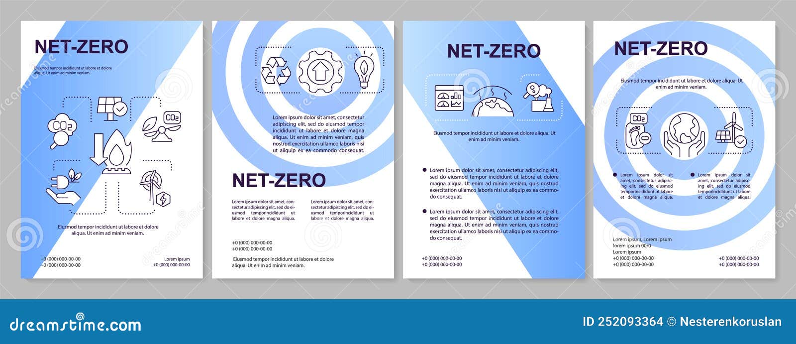 Net Zero System Blue Brochure Template Stock Vector - Illustration of ...