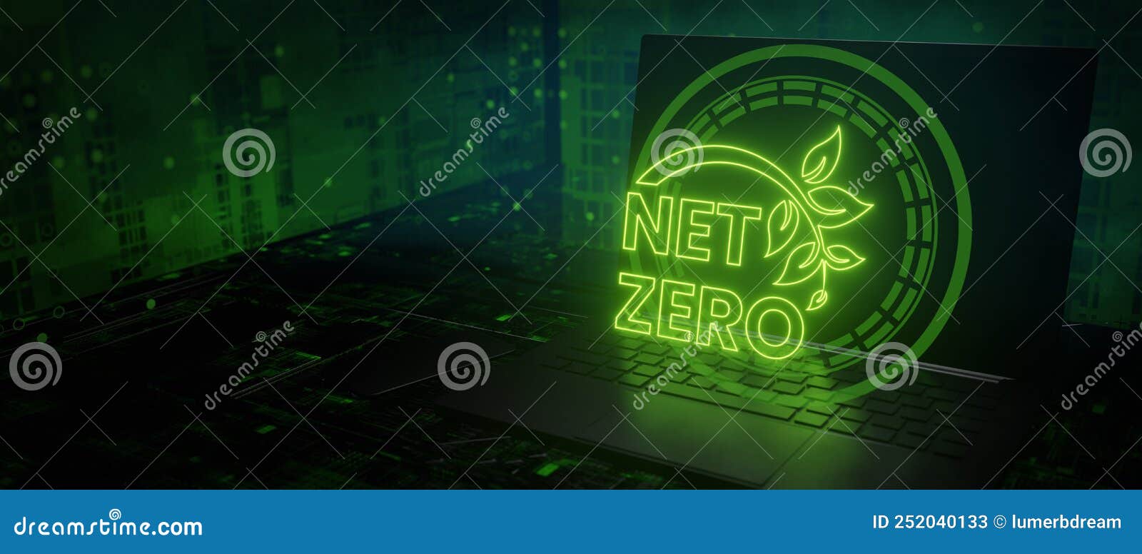 Net Zero Technology Network Banner Background 3D Render Stock ...