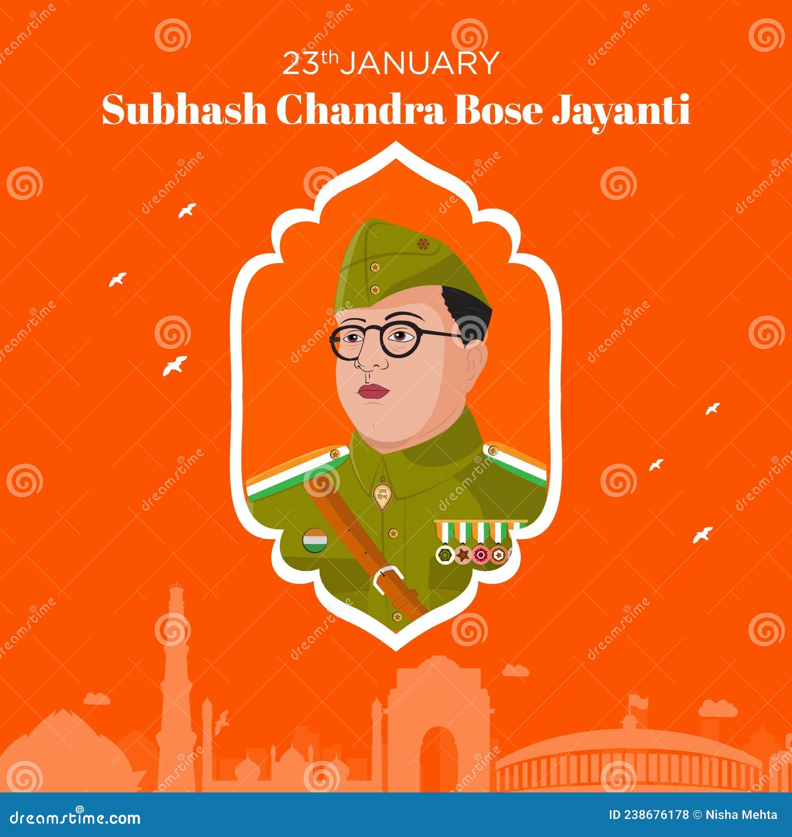 Netaji Subhash Chandra Bose Jayanti Banner Design Stock Vector ...