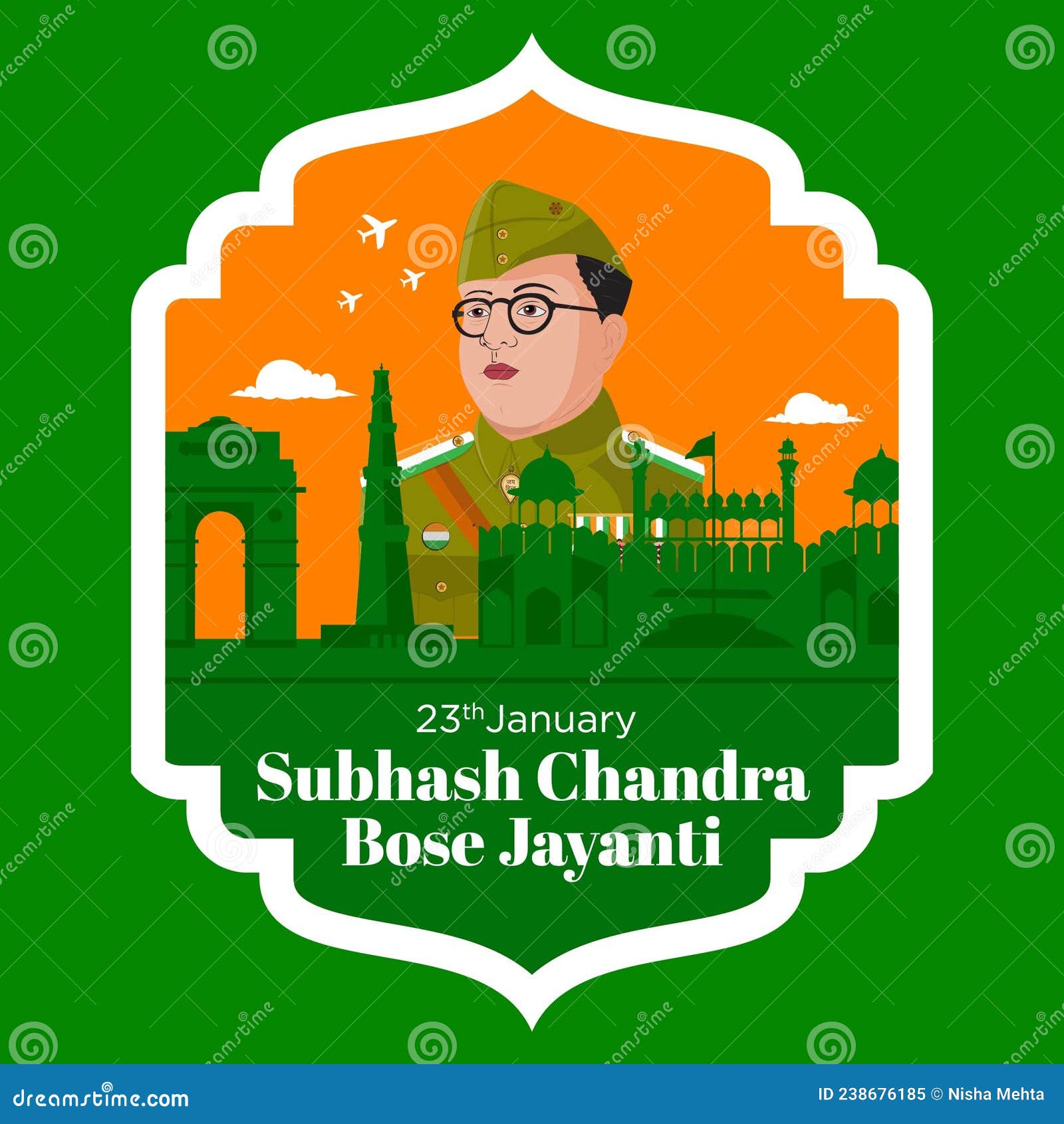 Netaji Subhash Chandra Bose Jayanti Banner Design Cartoon Vector ...