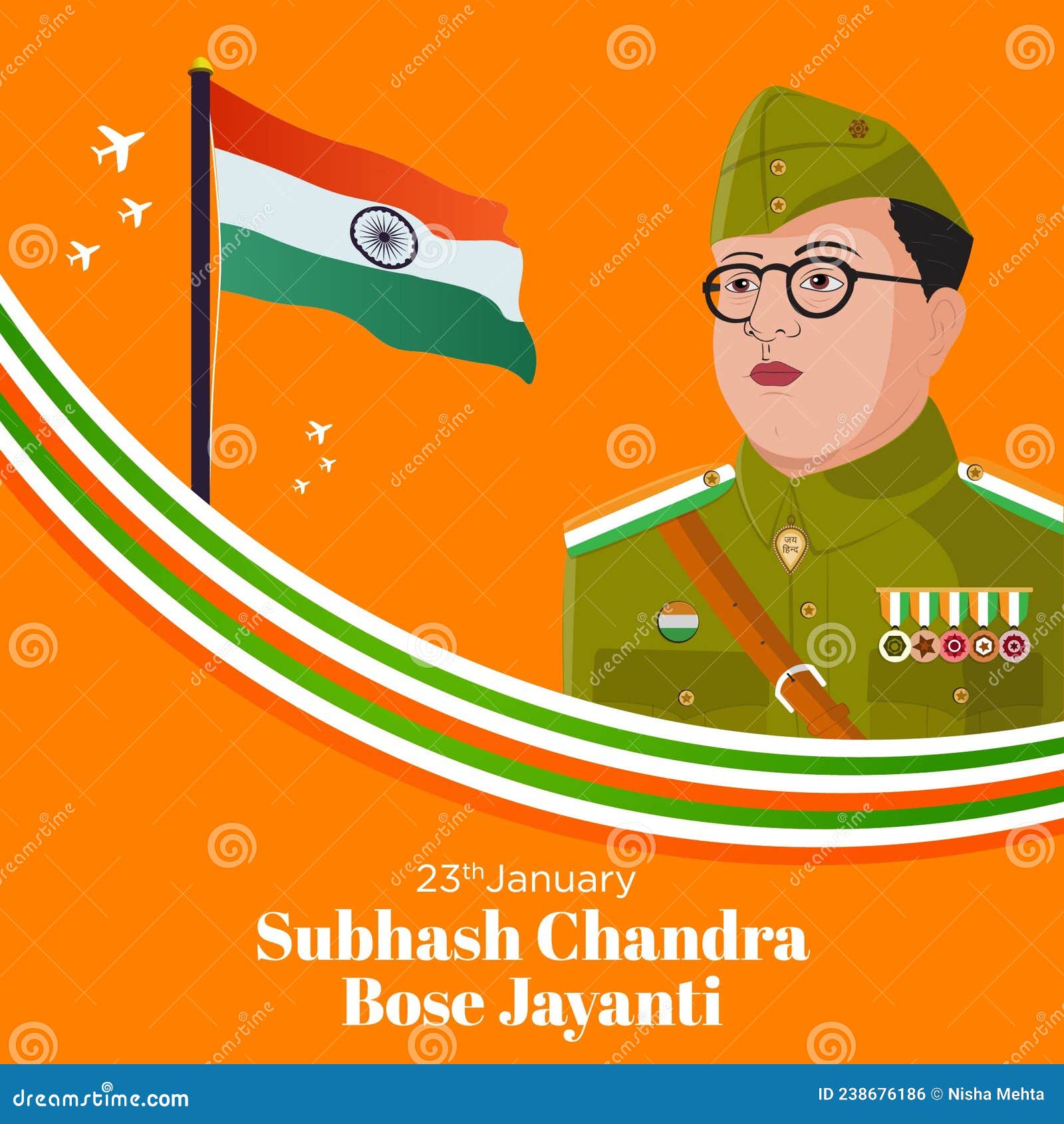 Netaji Subhash Chandra Bose Jayanti Banner Design Stock Vector ...