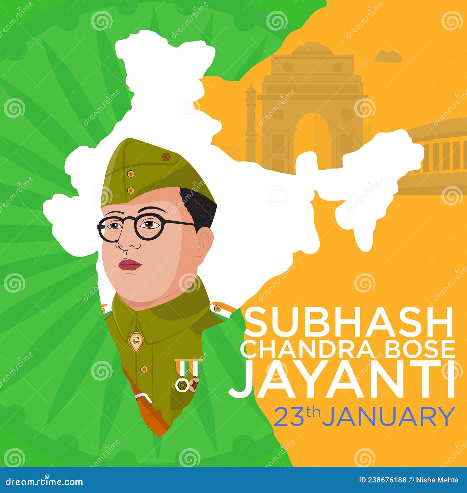 Netaji Subhash Chandra Bose Jayanti Banner Design Stock Vector ...