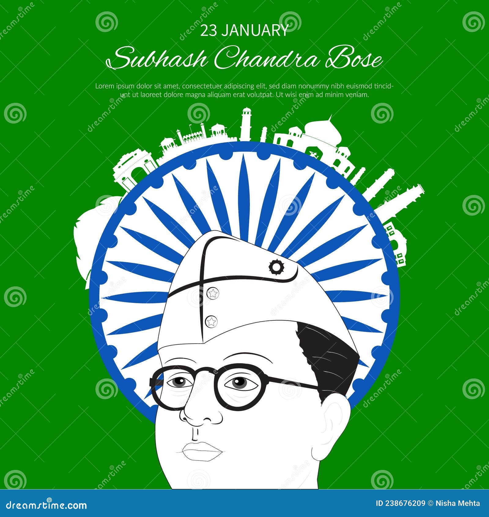 Netaji Subhash Chandra Bose Jayanti Banner Design Stock Vector ...