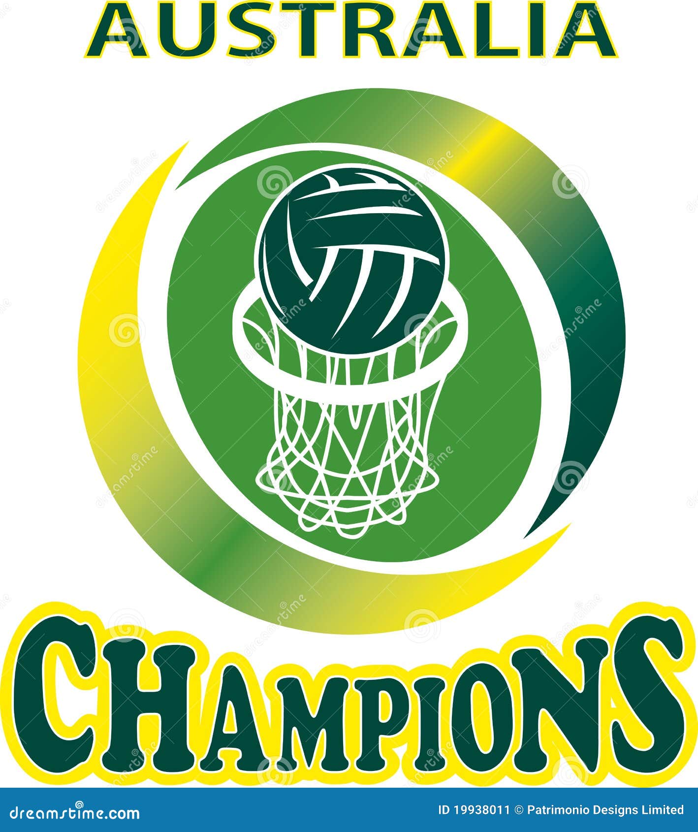 Netball Ball Hoop Champions Australia Stock Illustration - Illustration ...