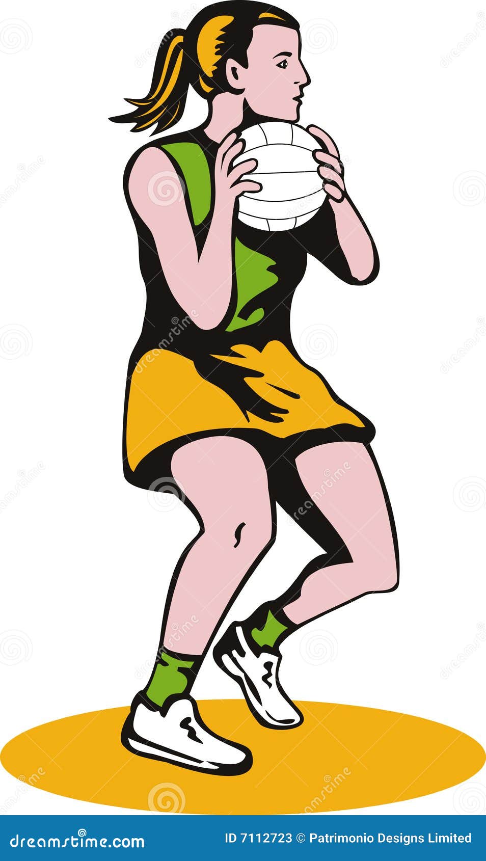 Netball player with ball stock illustration. Illustration of ...