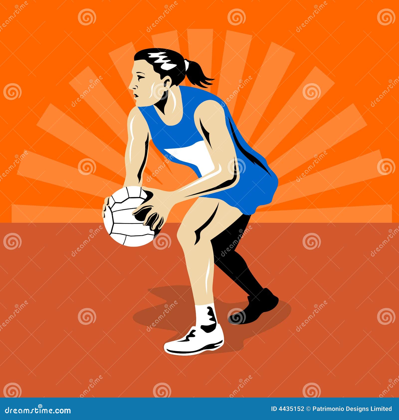 Netball Player Passing Ball Stock Illustration - Illustration of ...