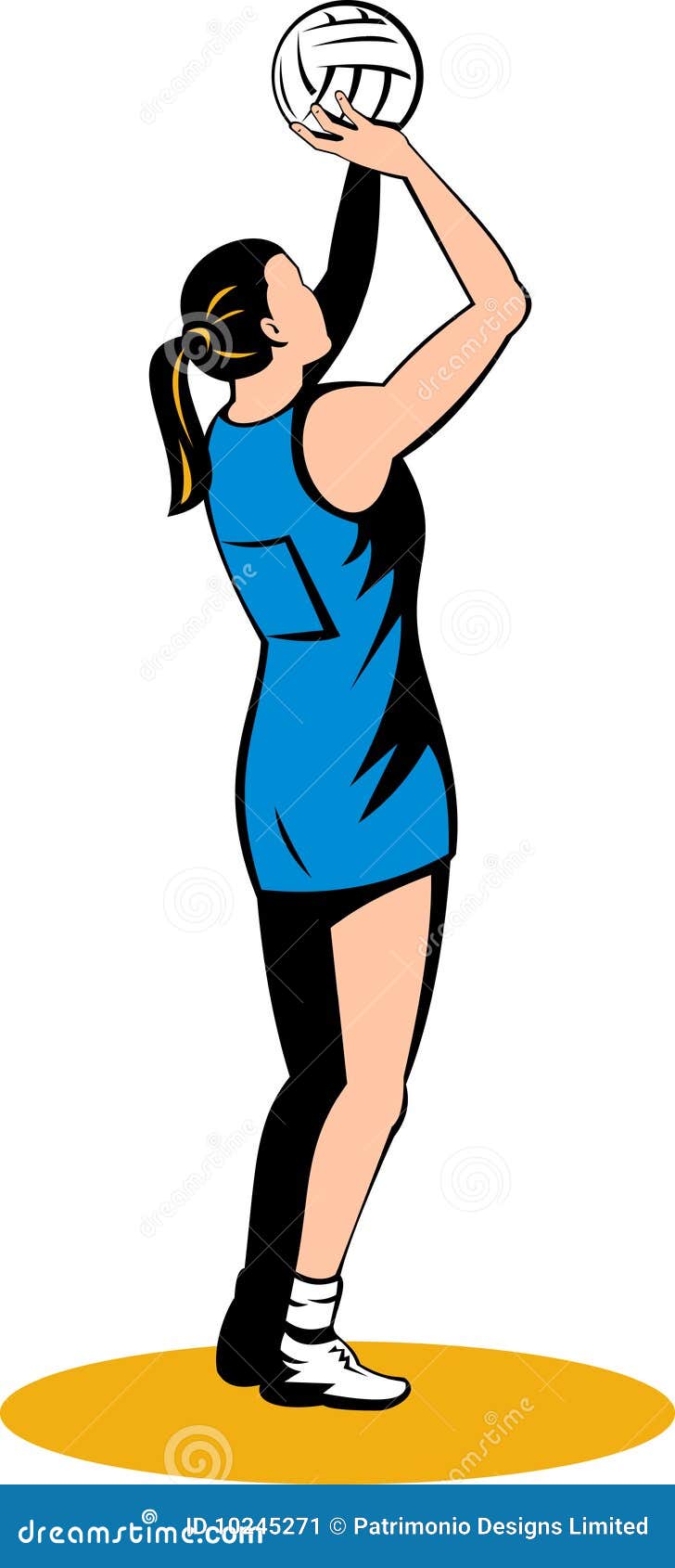 Netball Player Shooting the Ball Stock Illustration - Illustration of ...