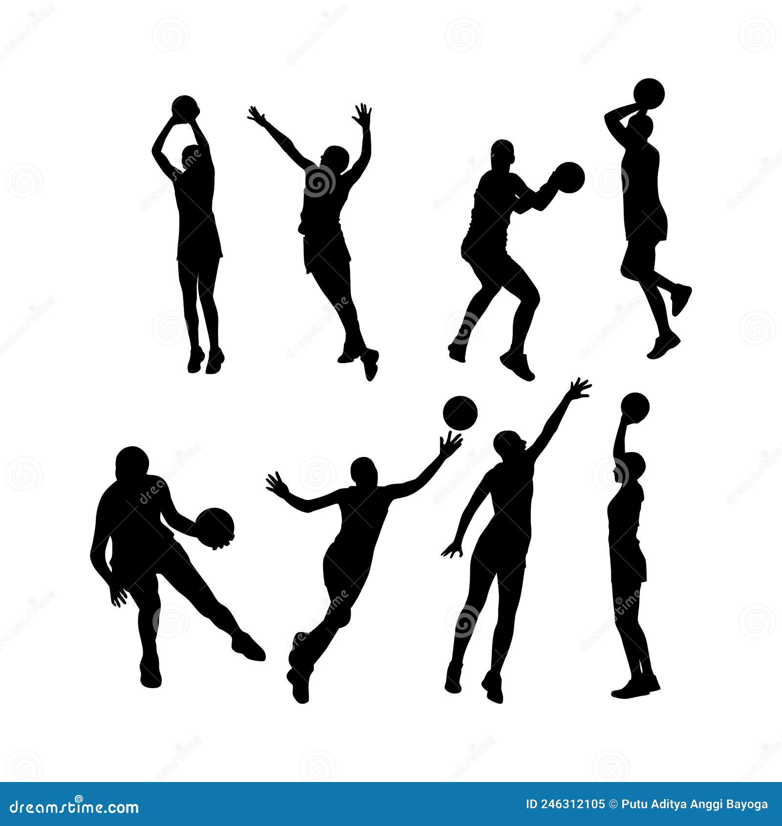 Netball Silhouette Collection Stock Vector - Illustration of silhouette ...