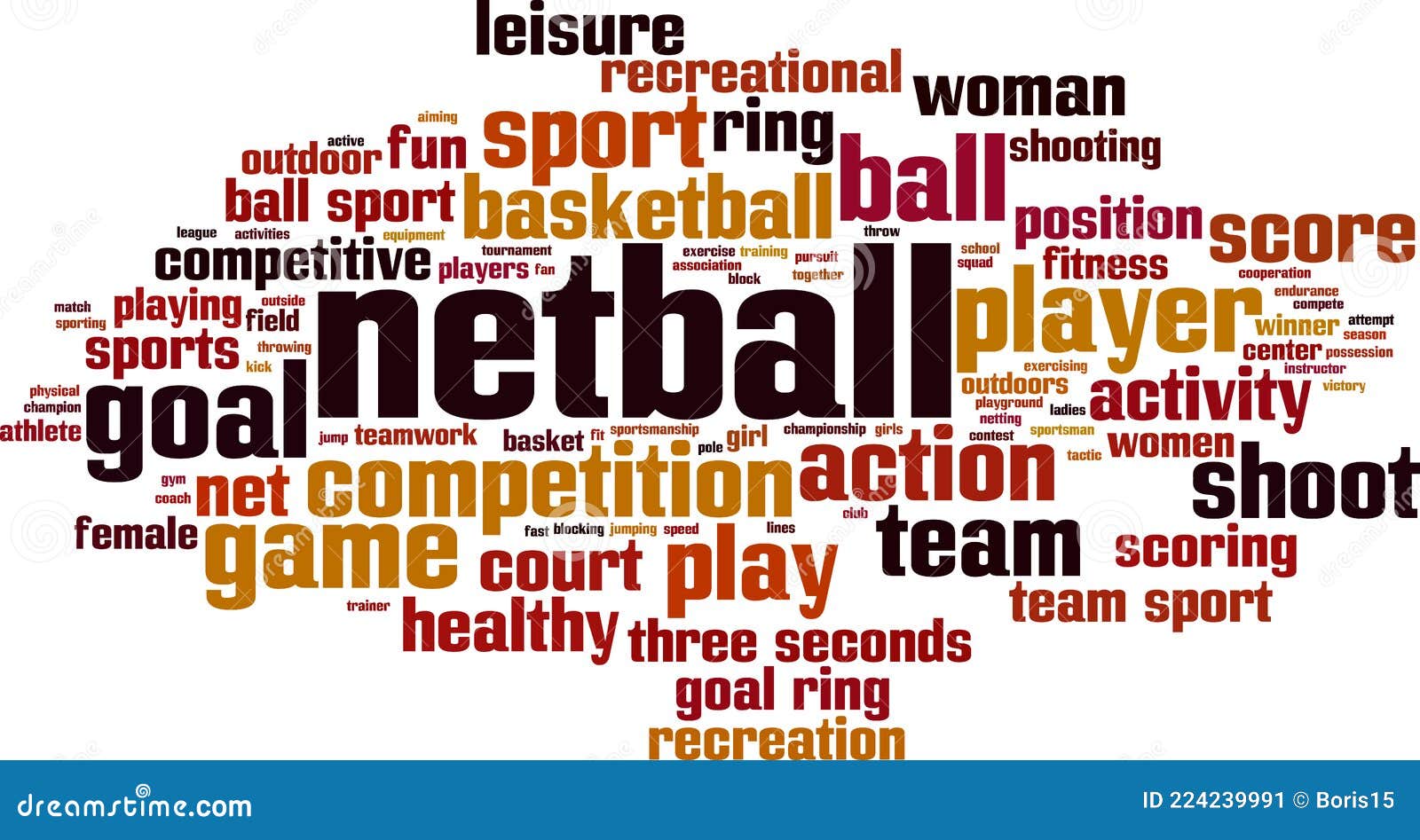 Netball word cloud stock vector. Illustration of recreational - 224239991