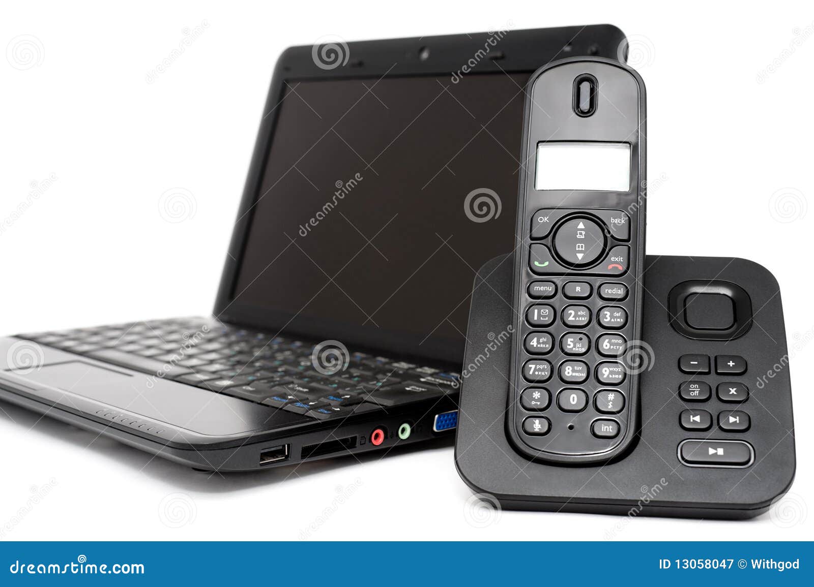 Netbook and Decked Telephone Stock Image - Image of answering, decked ...