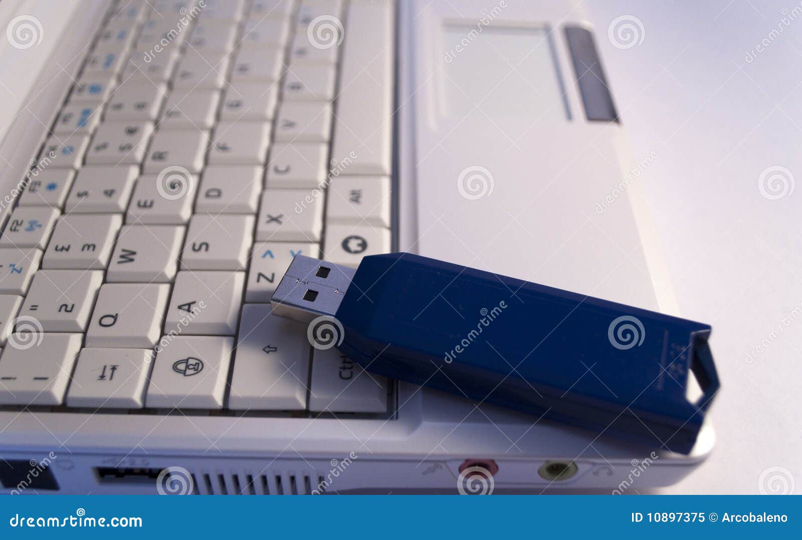 Netbook Keyboard and Pendrive Stock Image - Image of modern ...