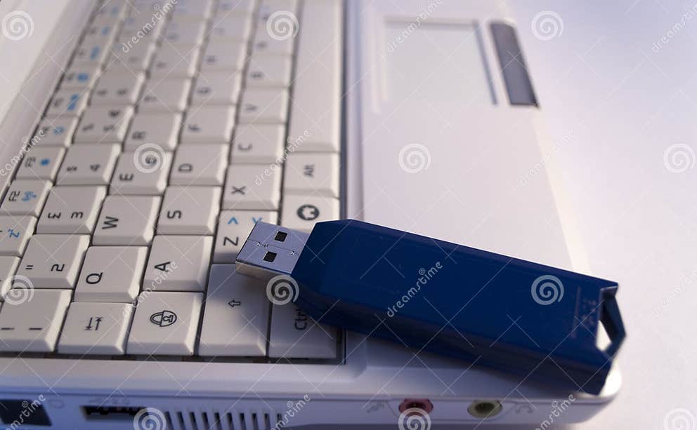 Netbook Keyboard and Pendrive Stock Image - Image of modern ...