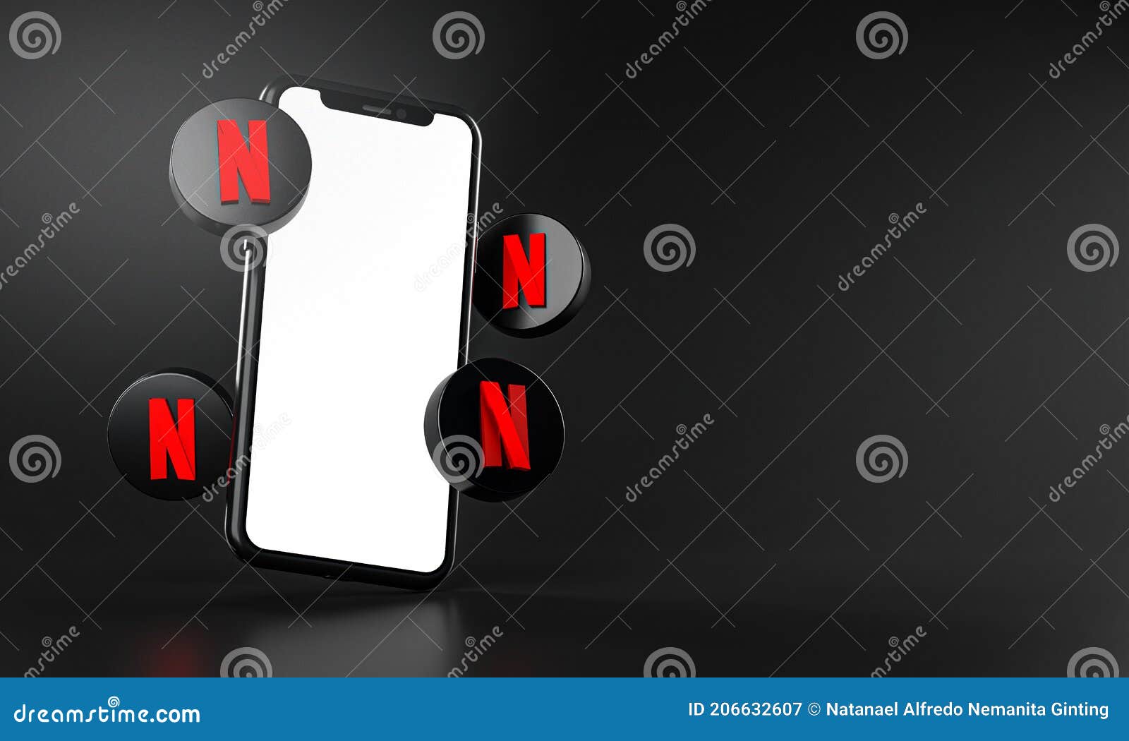Netflix Icons Around Smartphone App Mockup 3D Editorial Photography ...