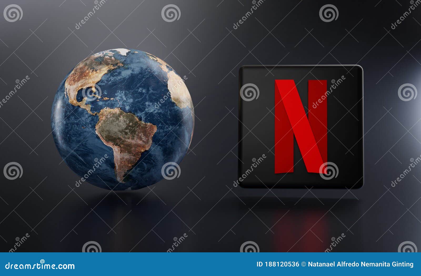 Netflix Logo Beside Earth 3D Rendering. Top Apps Concept Editorial ...