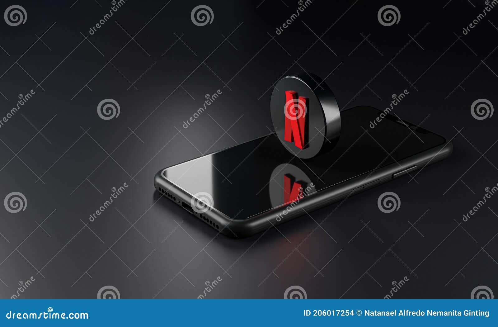 Netflix Logo Icon on Top of Smartphone 3D Dark Background Editorial ...