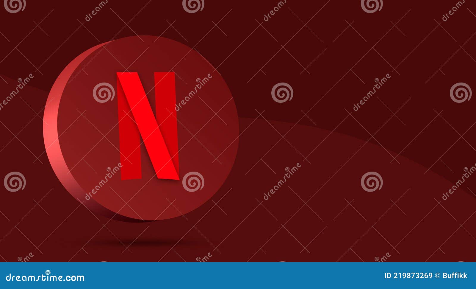 Netflix Logo Minimal Design on the Round Button 3d Render. Social Media ...