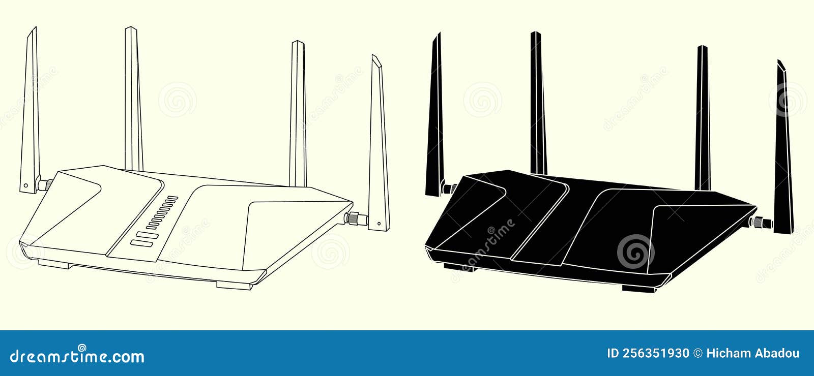 Netgear Router Outline with Silhouette. Stock Vector - Illustration of ...