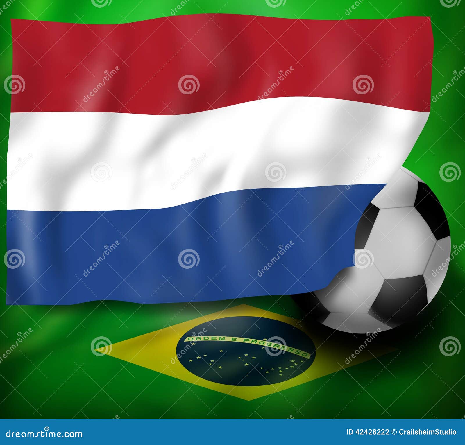 Netherland Flag and Brazil Background Flag Stock Illustration ...