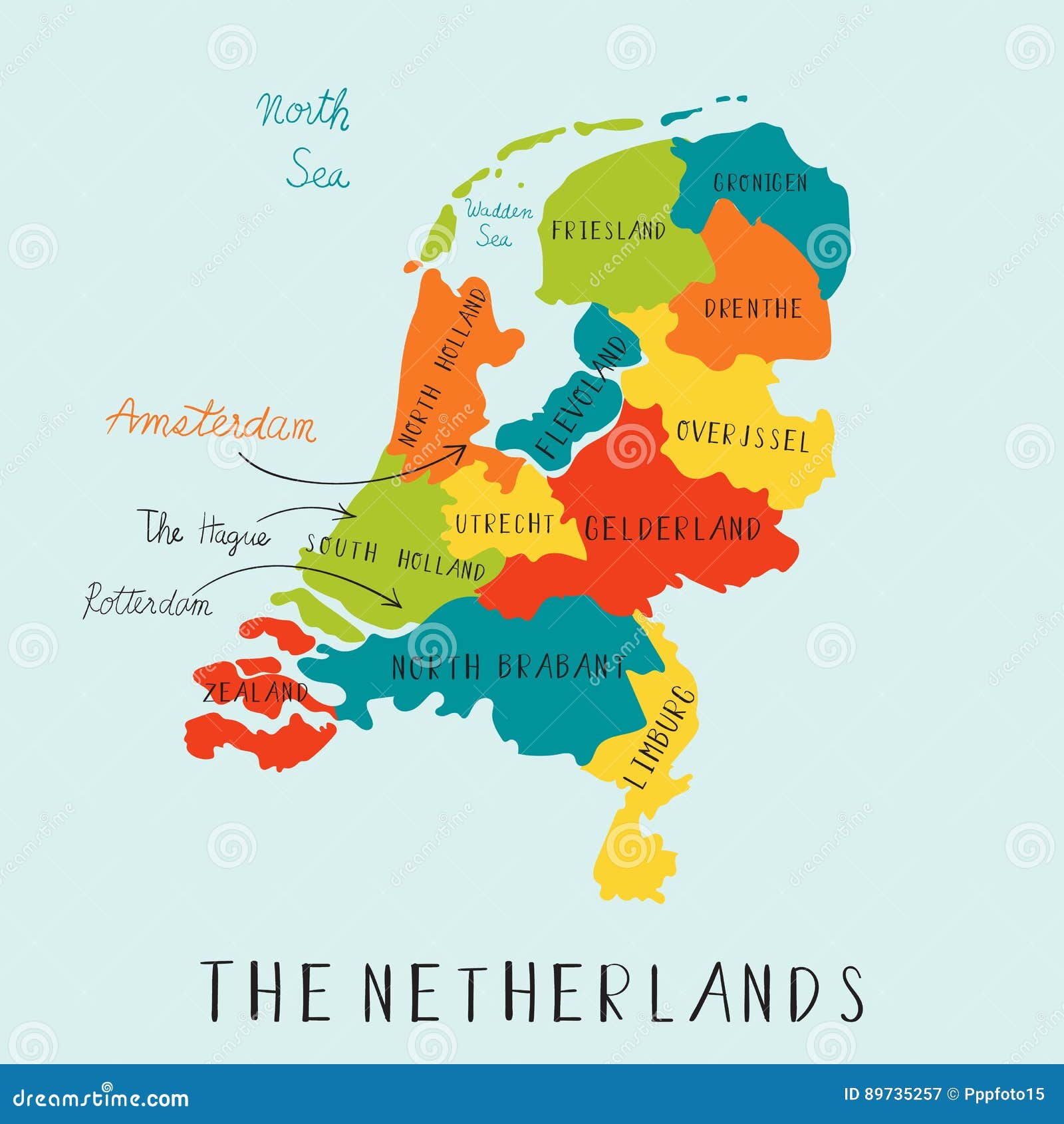 The Netherland Maps Hand Drawing. Stock Vector - Illustration of city ...