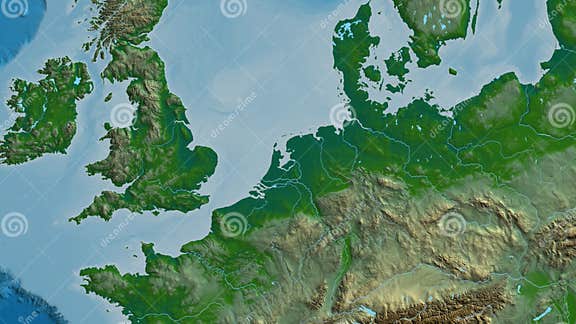 Netherlands Area. Physical Map Stock Illustration - Illustration of ...