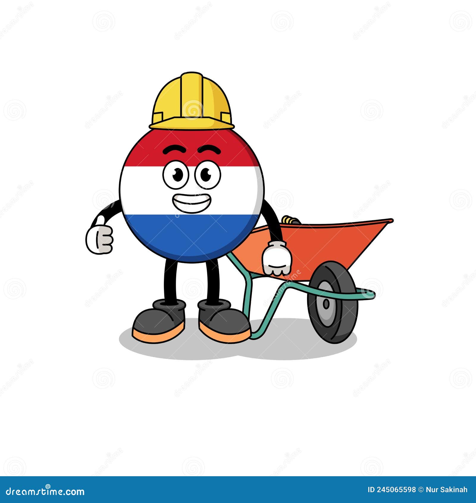 Netherlands Flag Cartoon As a Contractor Stock Vector - Illustration of ...