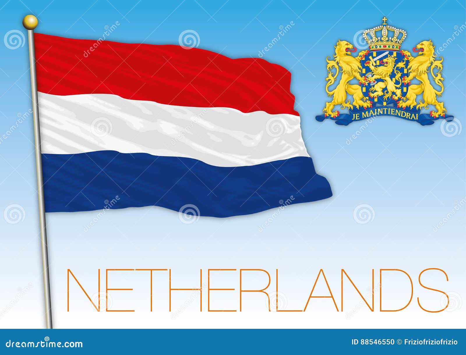 The Netherlands Flag and Coat of Arms Stock Vector - Illustration of ...