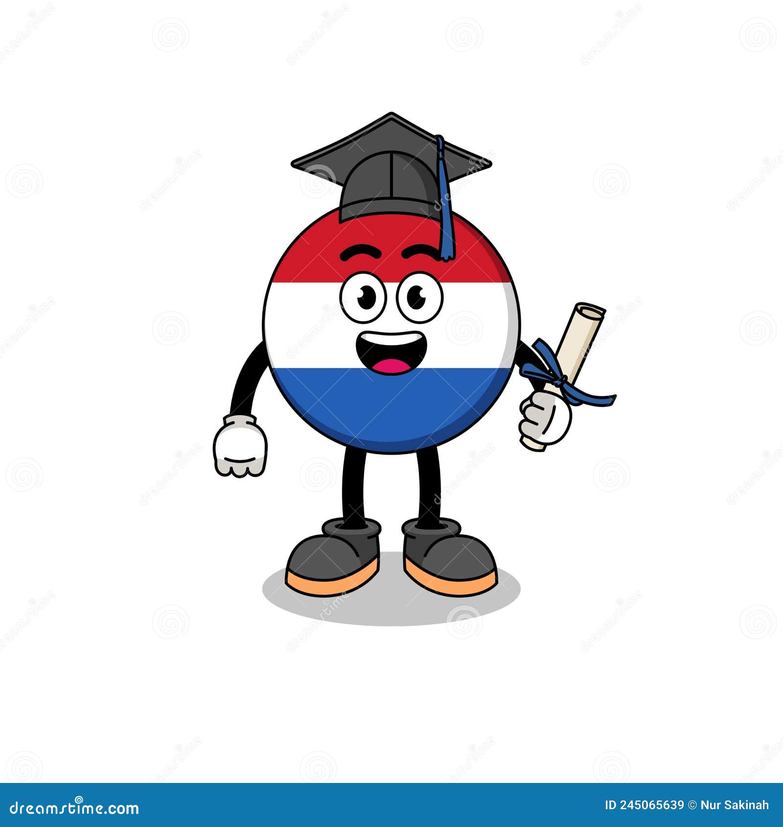 Netherlands Flag Mascot with Graduation Pose Stock Vector ...