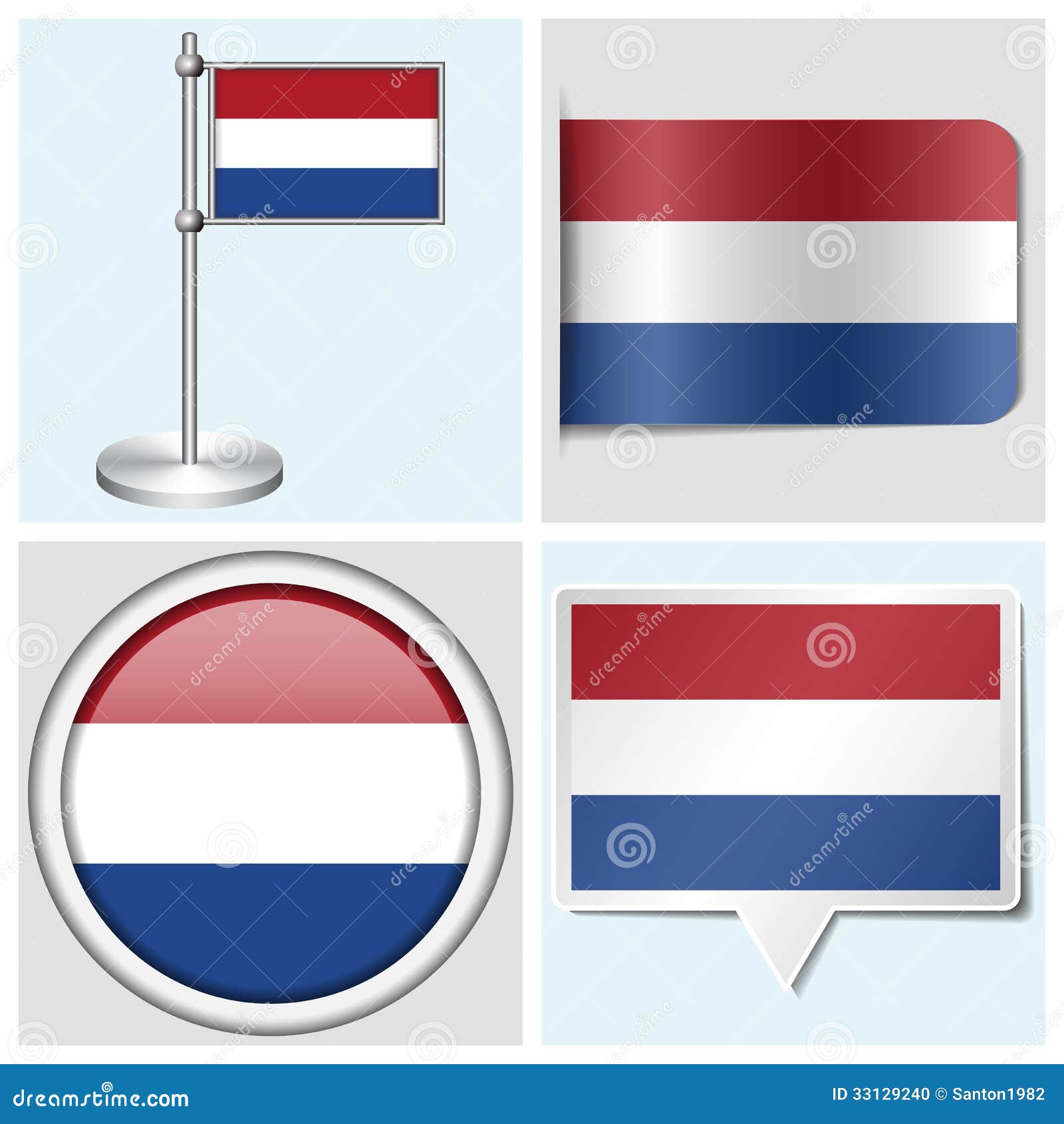 Netherlands Flag - Set of Sticker, Button Stock Vector - Illustration ...