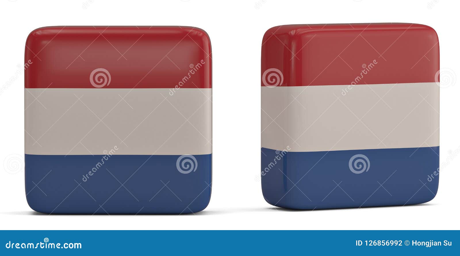 Netherlands Flag Square Symbol Isolated on White Background. 3D Stock ...