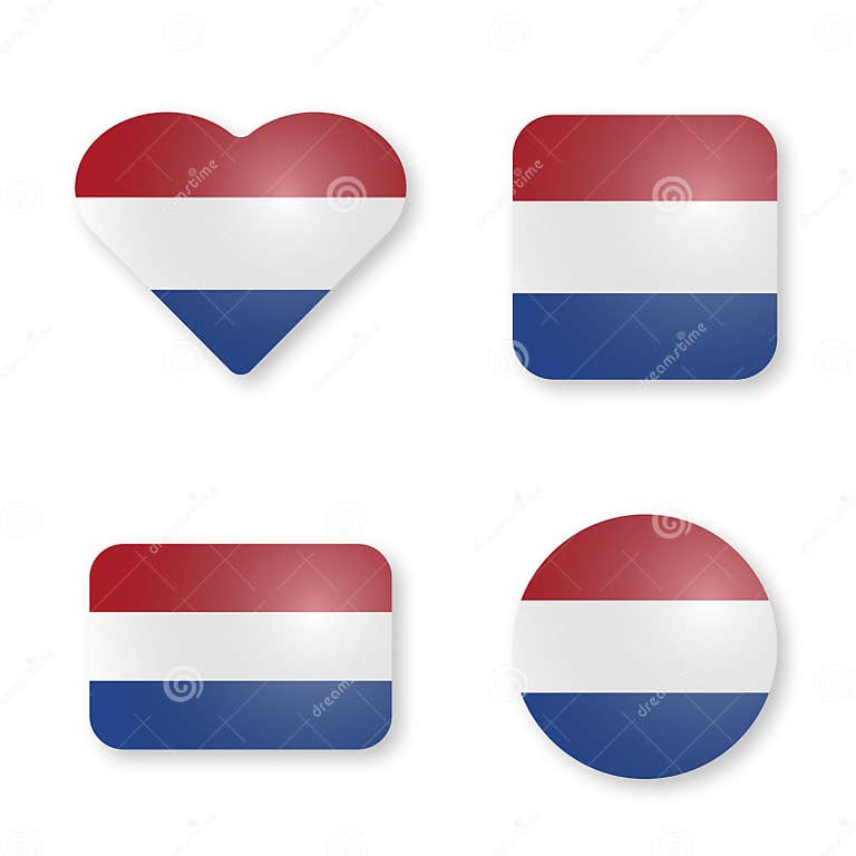 The Netherlands Flag Sticker Set, Vector Illustration Stock Vector ...