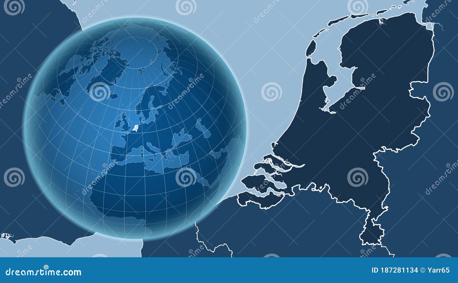 Netherlands - Solid. Country and Globe, Composition Stock Illustration ...