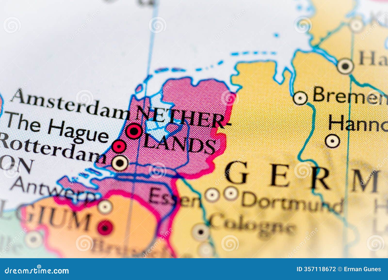 Netherlands Highlighted on a World Map Stock Photo - Image of cities ...