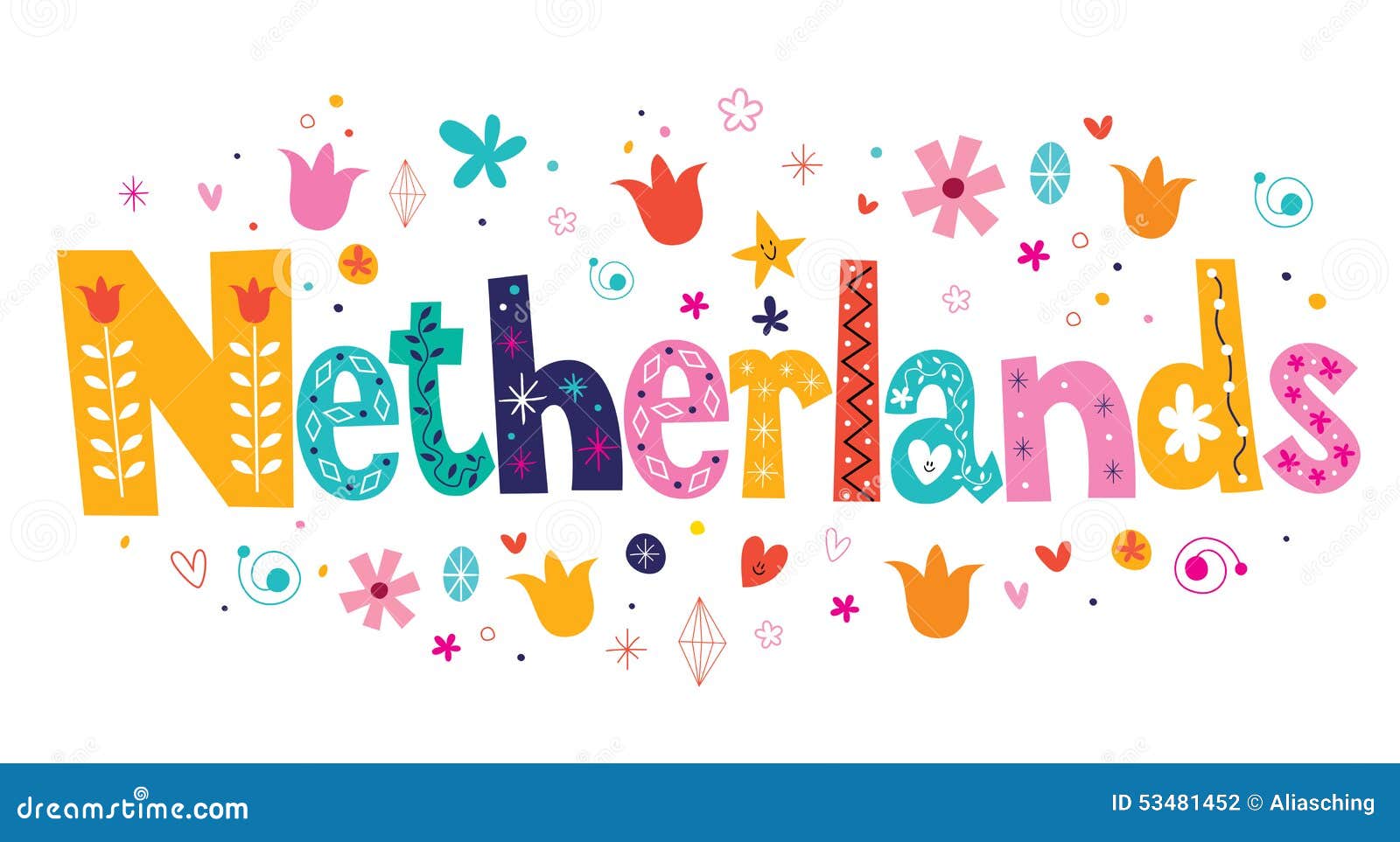 Netherlands Holland Decorative Lettering Stock Vector - Illustration of ...