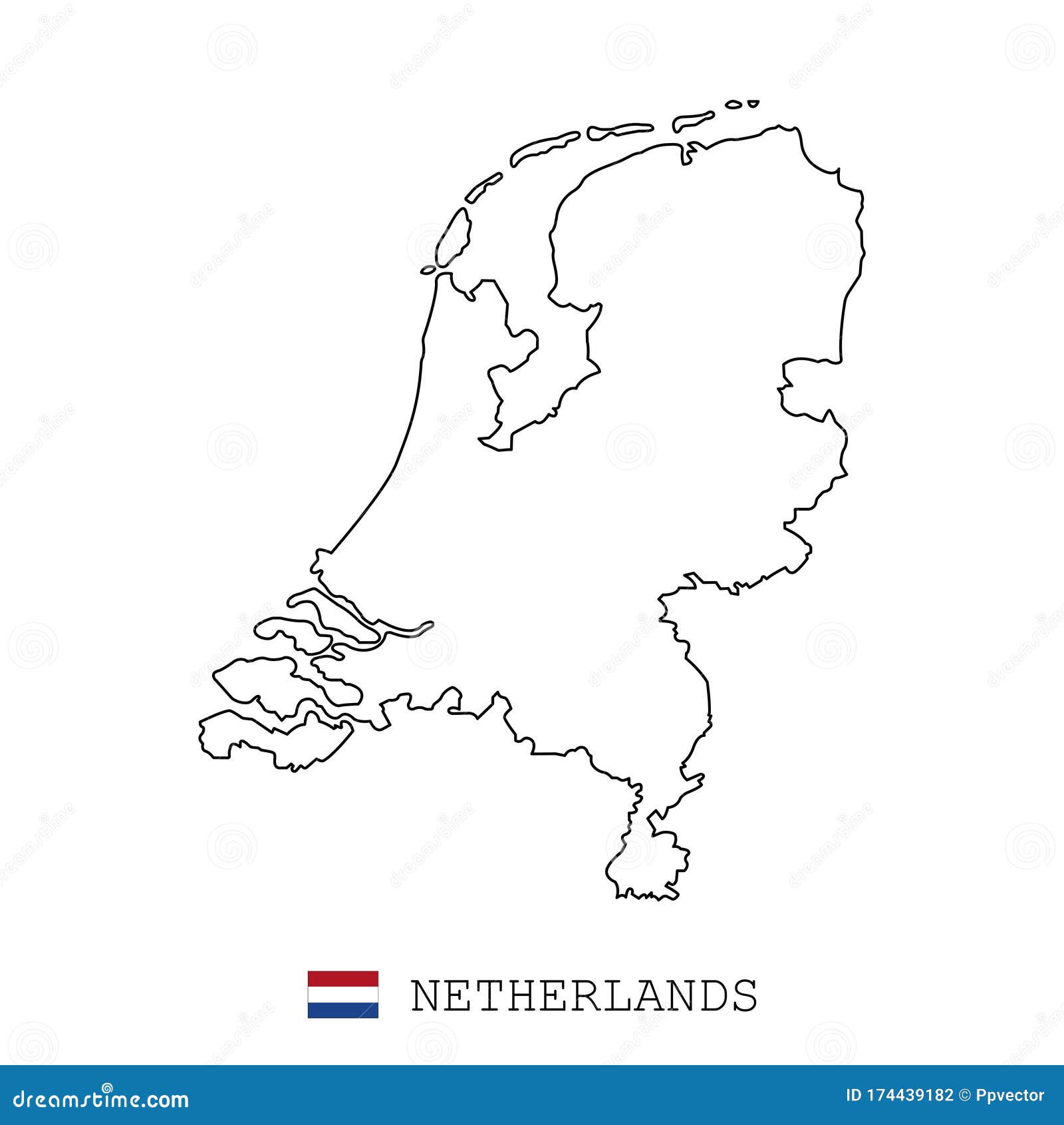 Linear Netherlands Map Icon From Countrymaps Outline Collection. Thin ...