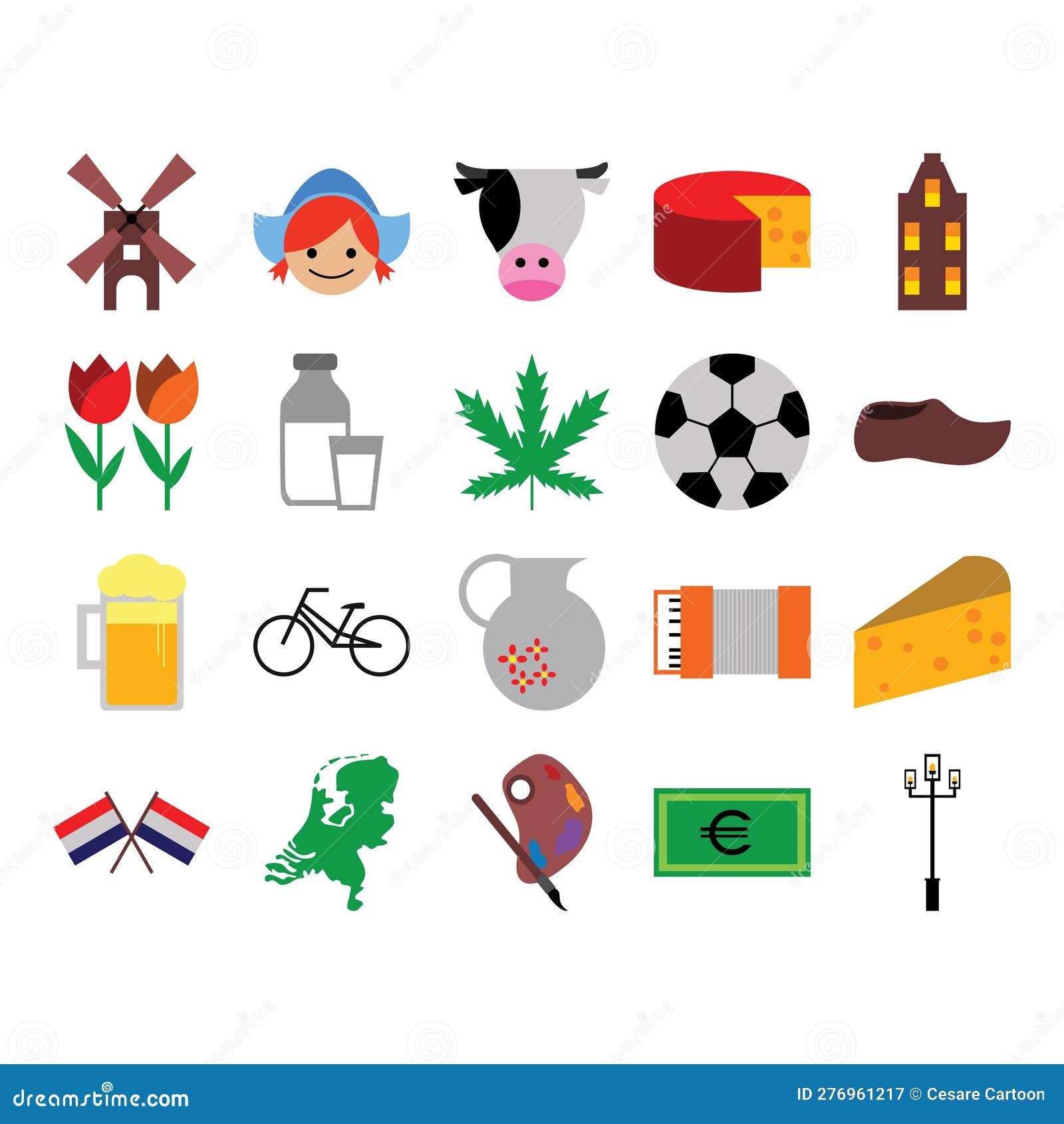 Netherlands icon set stock vector. Illustration of accordion - 276961217