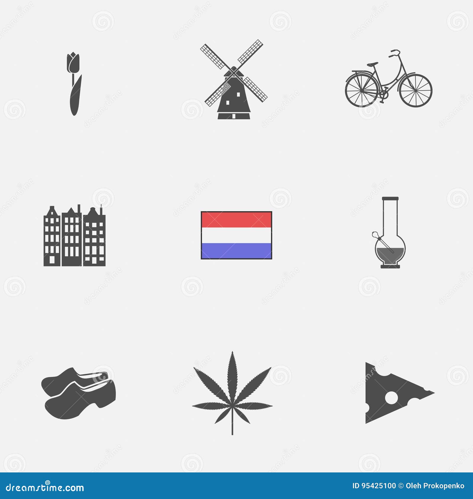 Netherlands Icon Set in Flat Style. Stock Vector - Illustration of ...