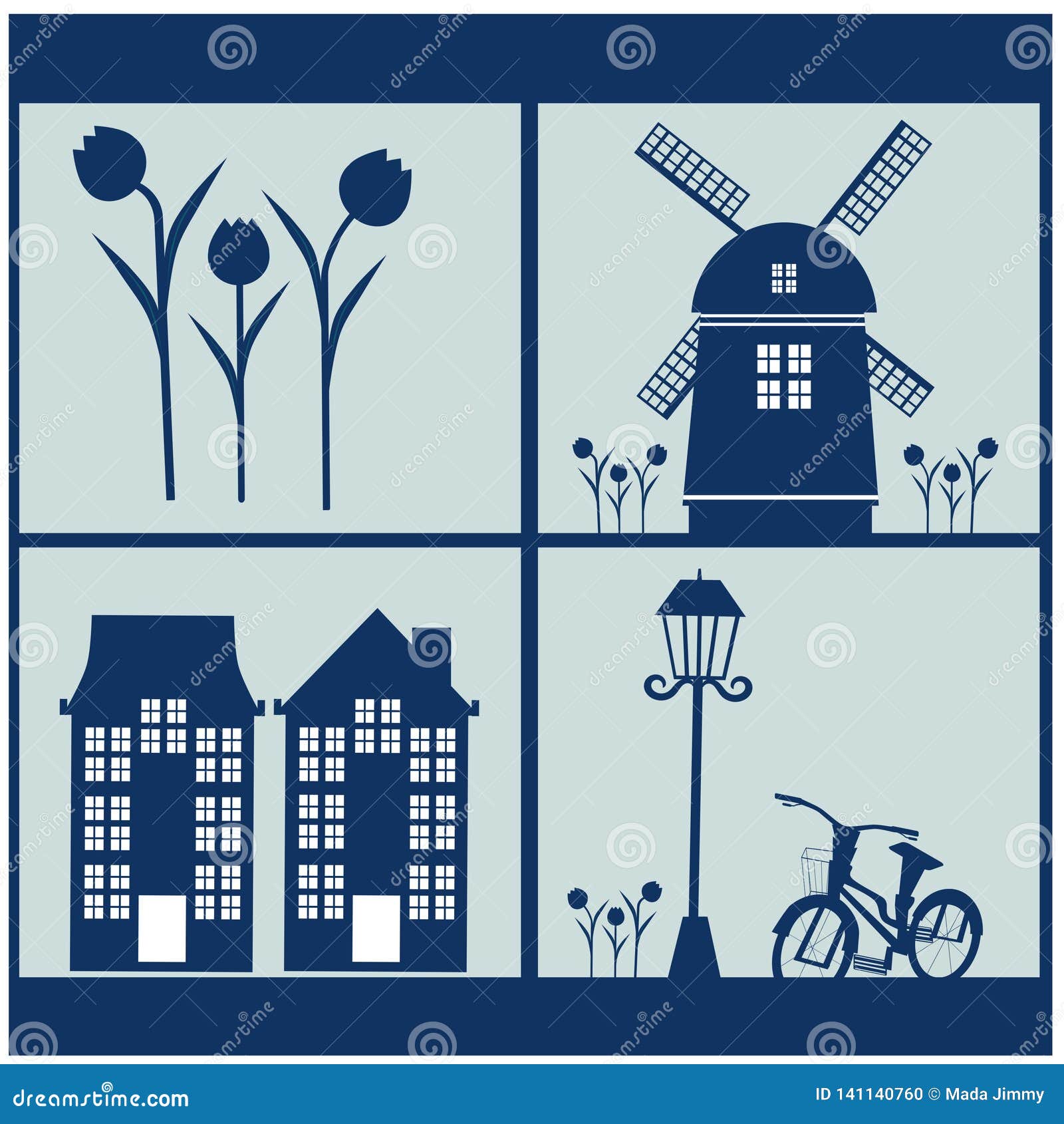 Netherlands Icons Set, Black Simple Style Vector Illustration ...