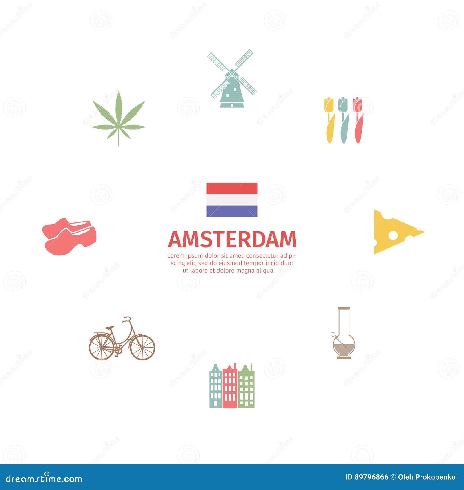 Netherlands Icons Set, Black Simple Style Vector Illustration ...