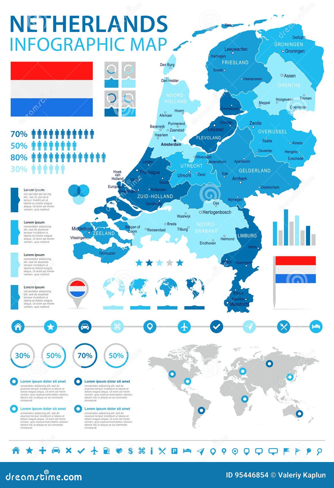 Netherlands - Infographic Map And Flag Illustration | CartoonDealer.com ...
