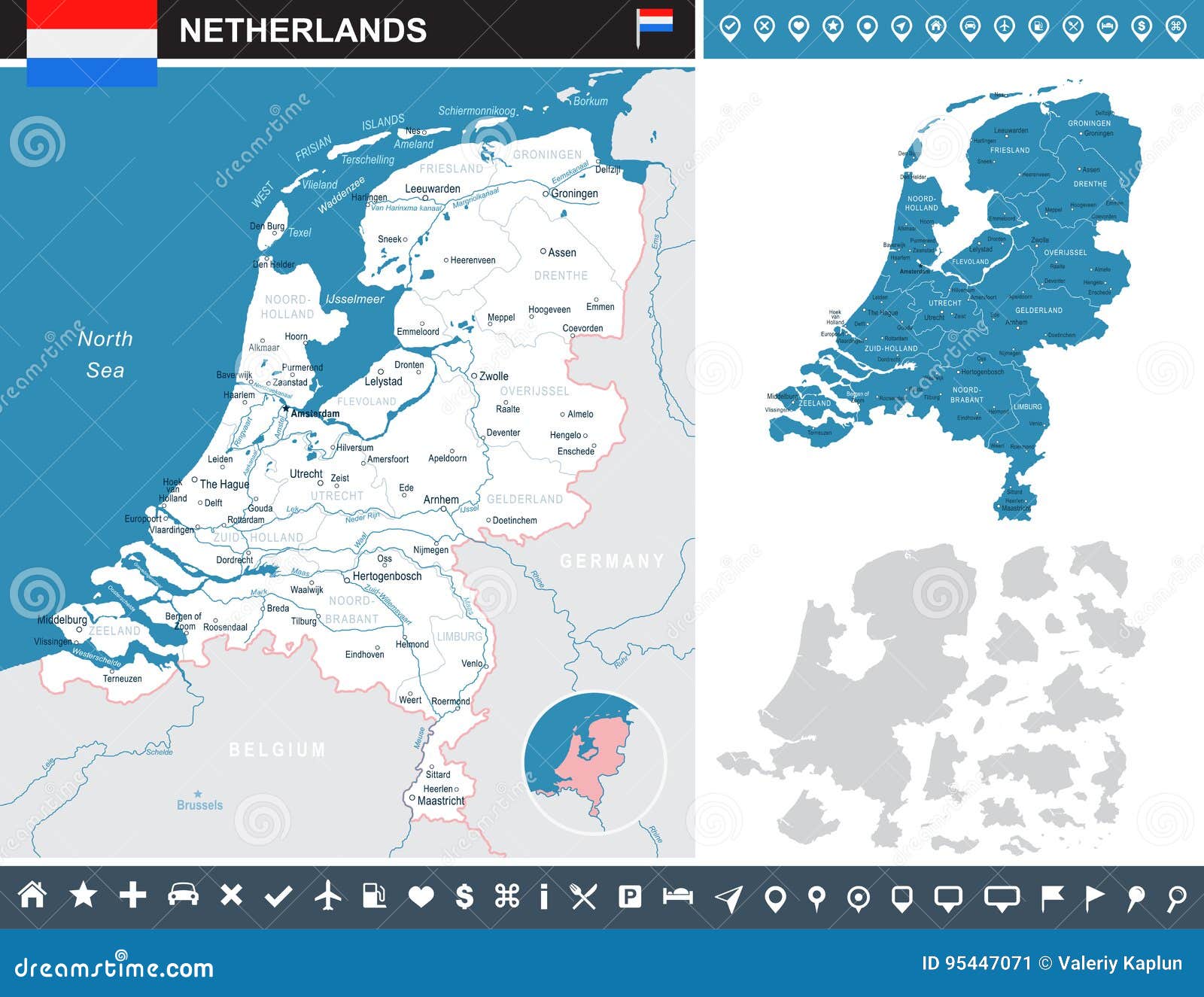 Netherlands - Infographic Map and Flag Illustration Stock Illustration ...